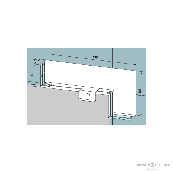 Dorma 03.440 PT40 m/anslag alu overglasvinkel 10 mm dør m/ansl ...