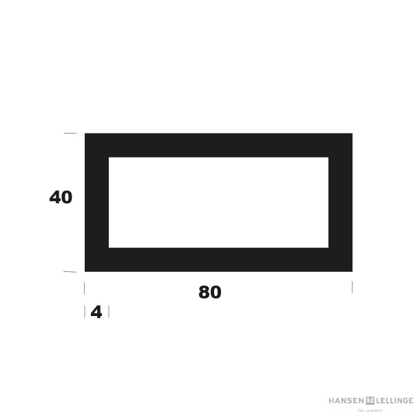 Firkantprofil alu B40*H80*4 - Profiler - Hansen Lellinge A/S